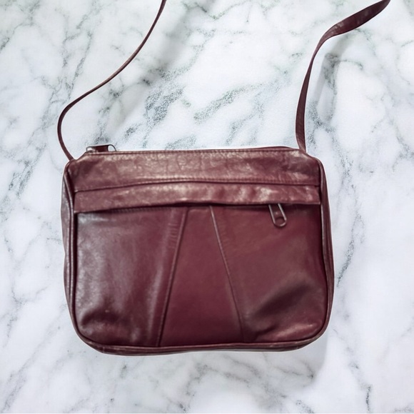 unknown | Bags | Vintage 9s Burgundy Leather Crossbody Purse Minimalist ...